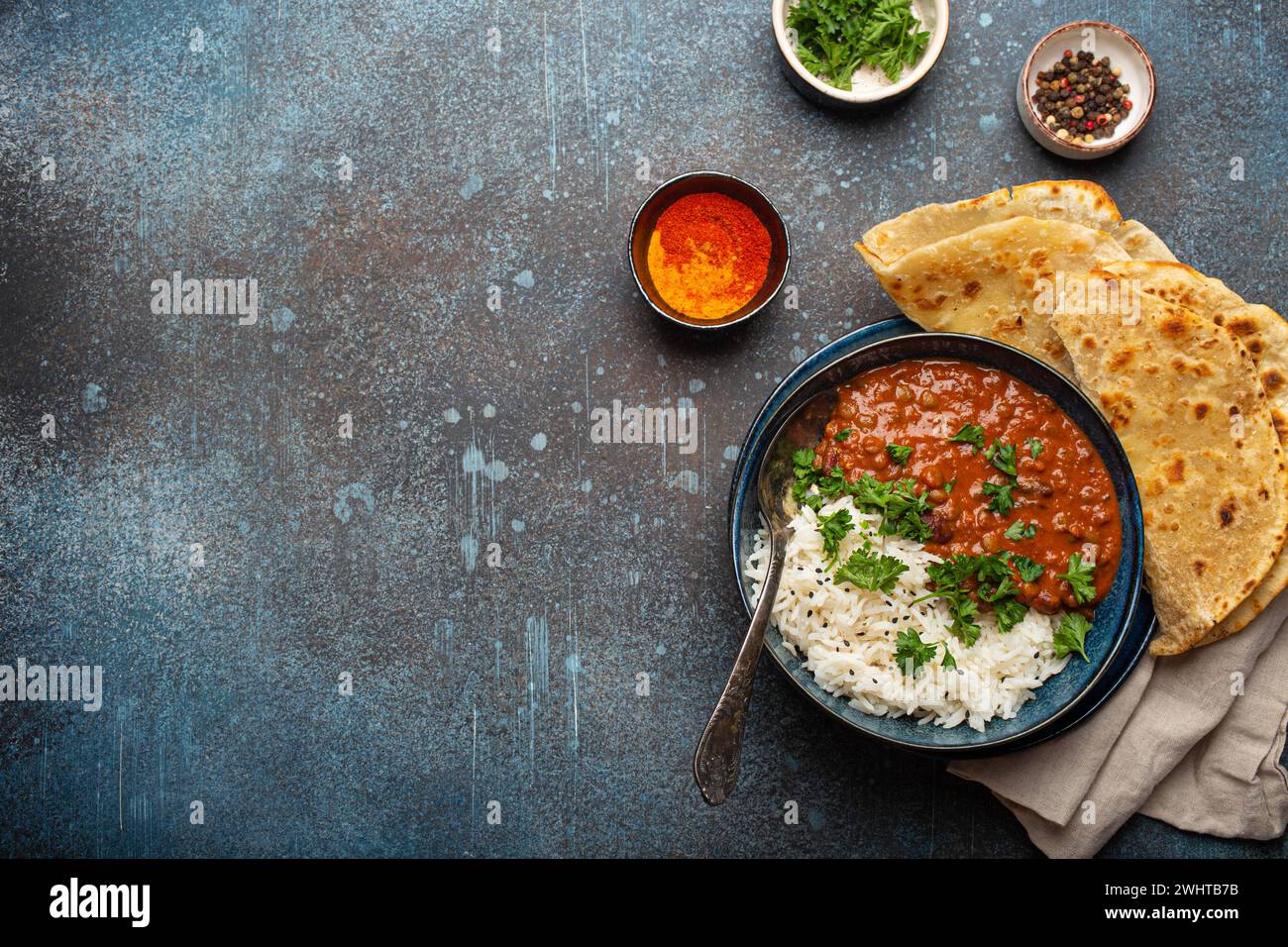 Traditional Indian Punjabi dish Dal makhani with lentils and beans in ...