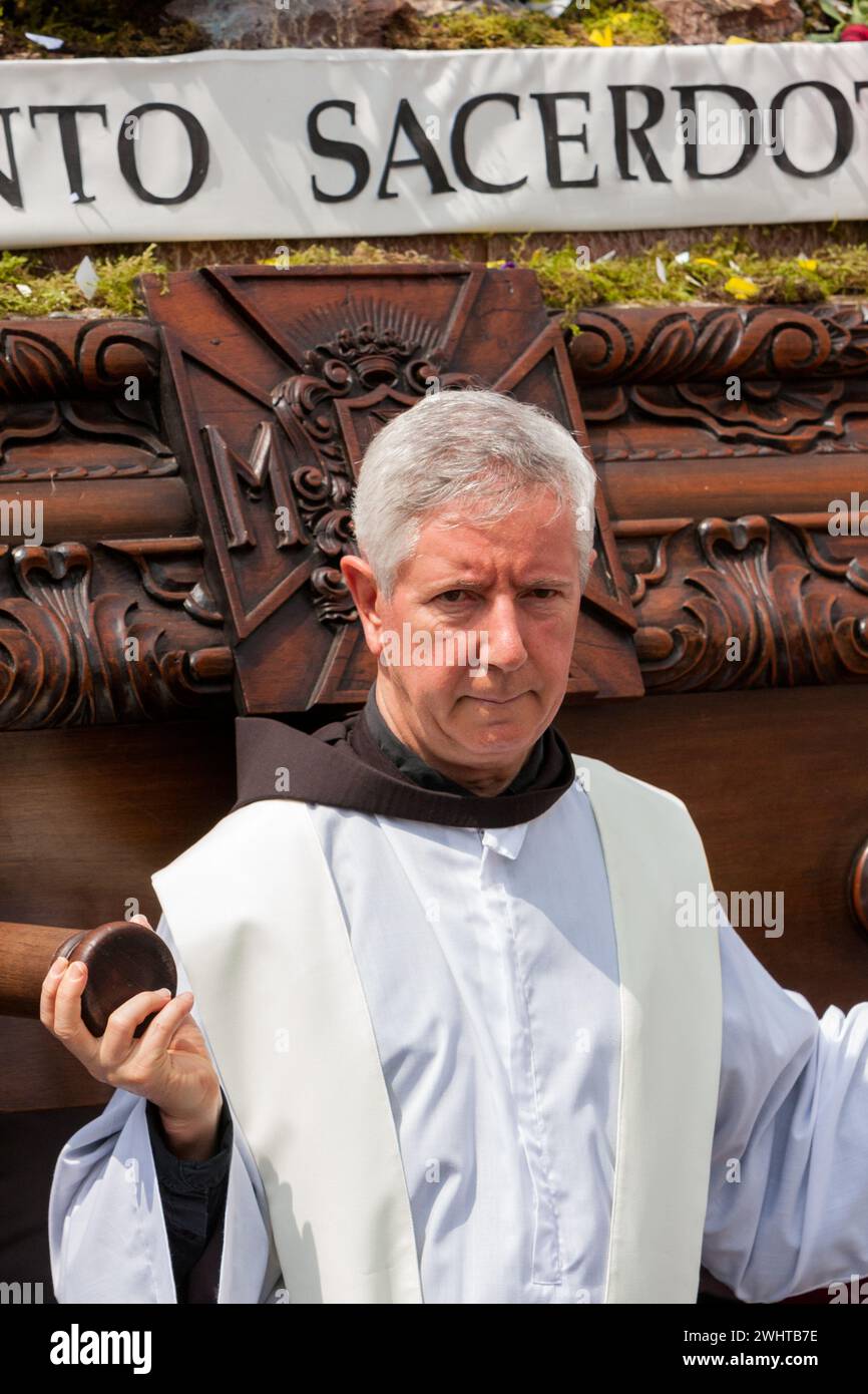 Antigua, Guatemala. Priest Guiding an Anda (Float) in Easter Sunday ...