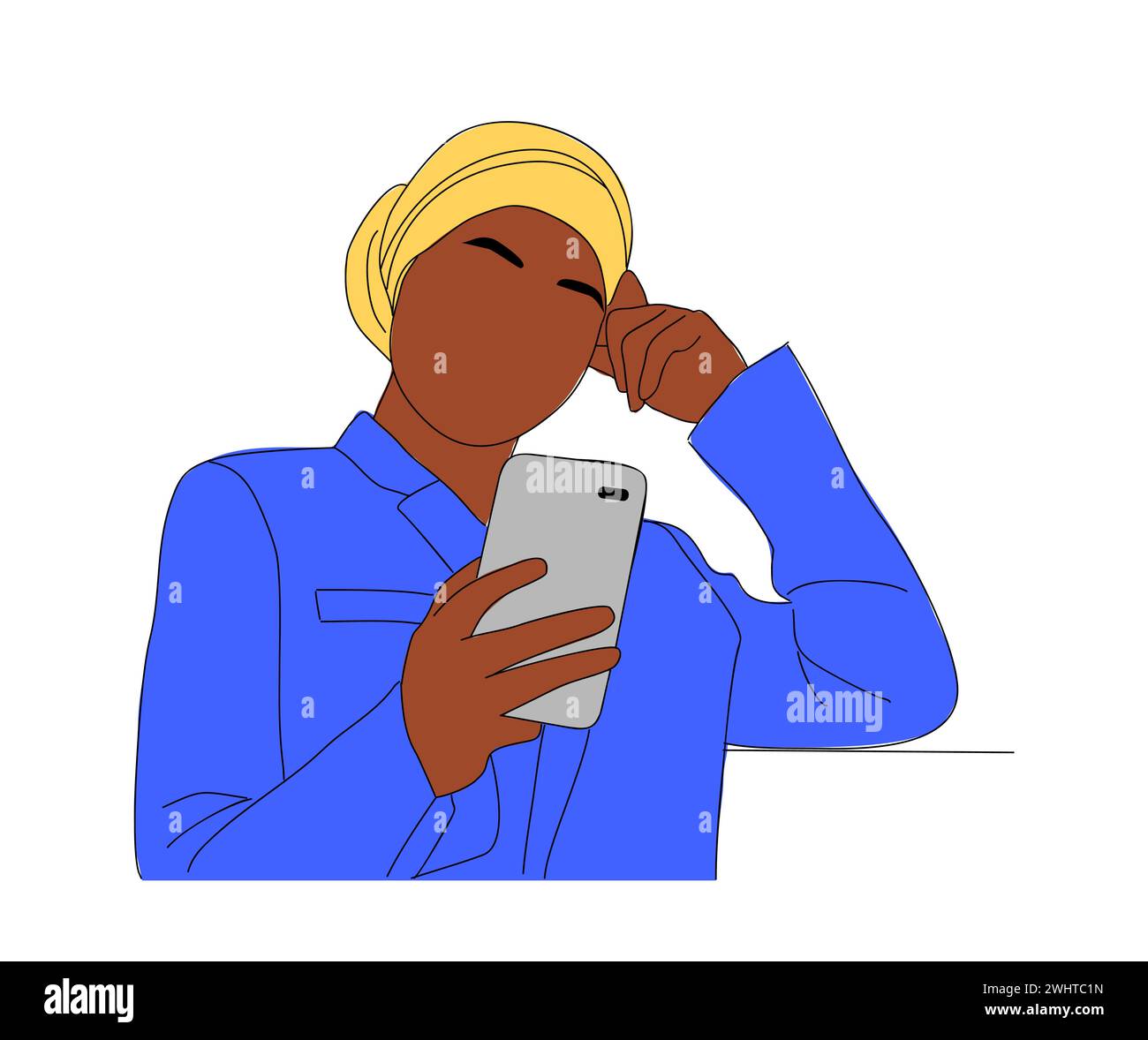 Black woman using mobile phone vector isolated Stock Vector Image & Art ...