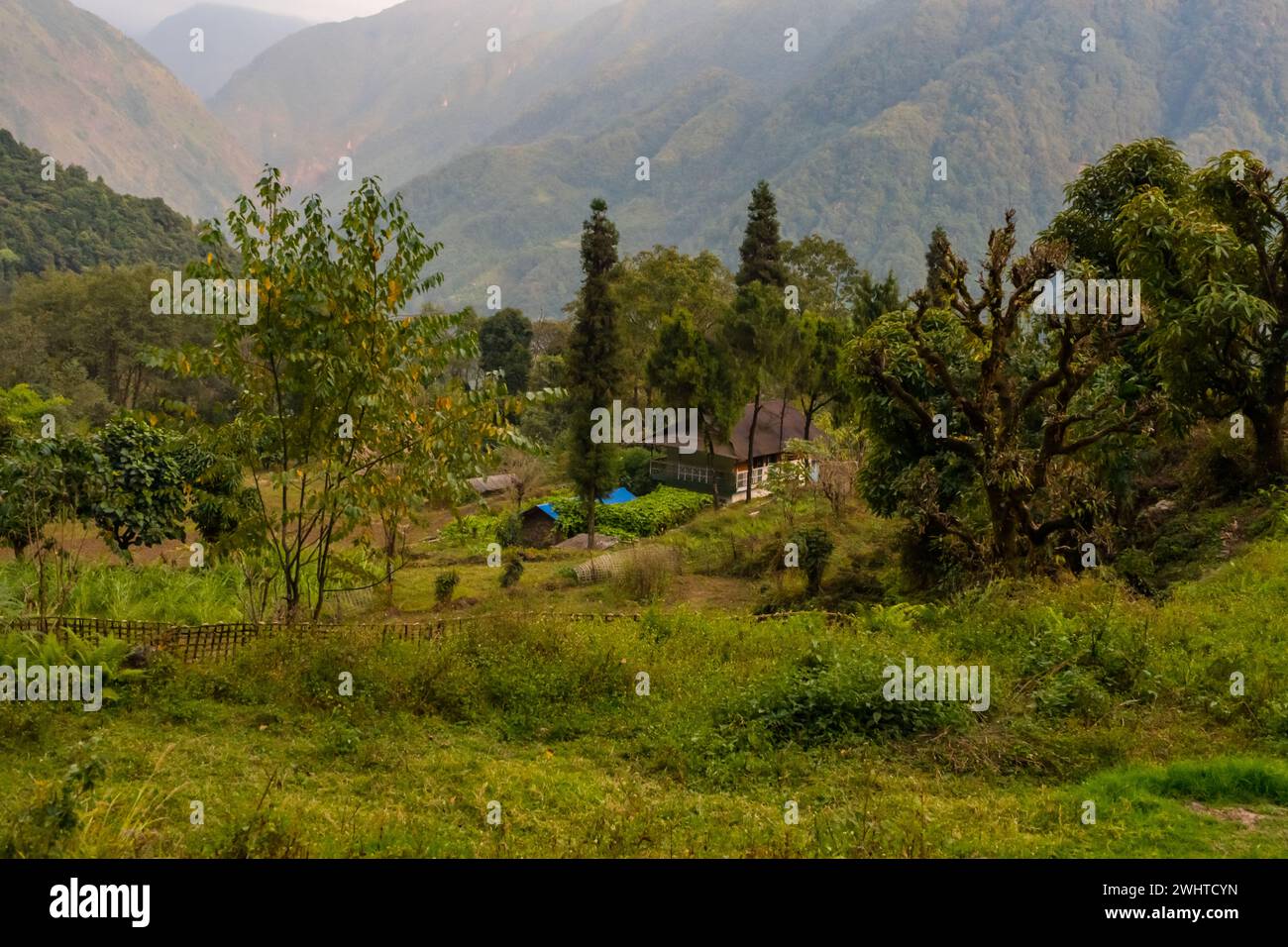 A Typical Nepali Village in Yamphudin, Khebang, Taplejung, Nepal Stock ...