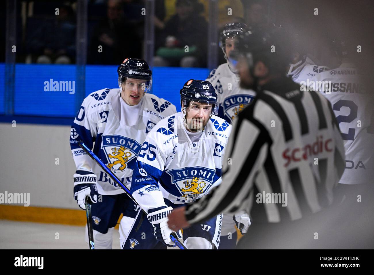 KARLSTAD, SWEDEN 20240211Finland's Pekka Jormakka scores 0-2 during Sunday's ice hockey match in ...