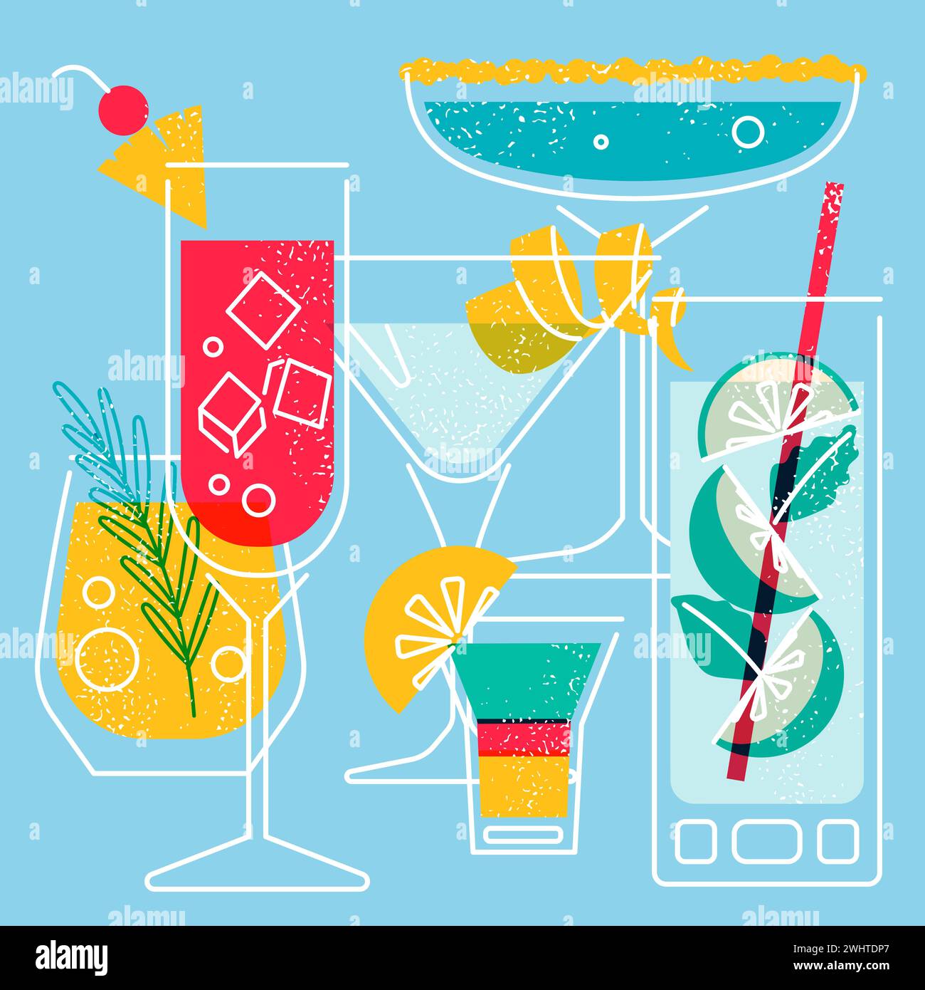 Cocktail glasses drinks vector illustration Stock Vector Image & Art ...