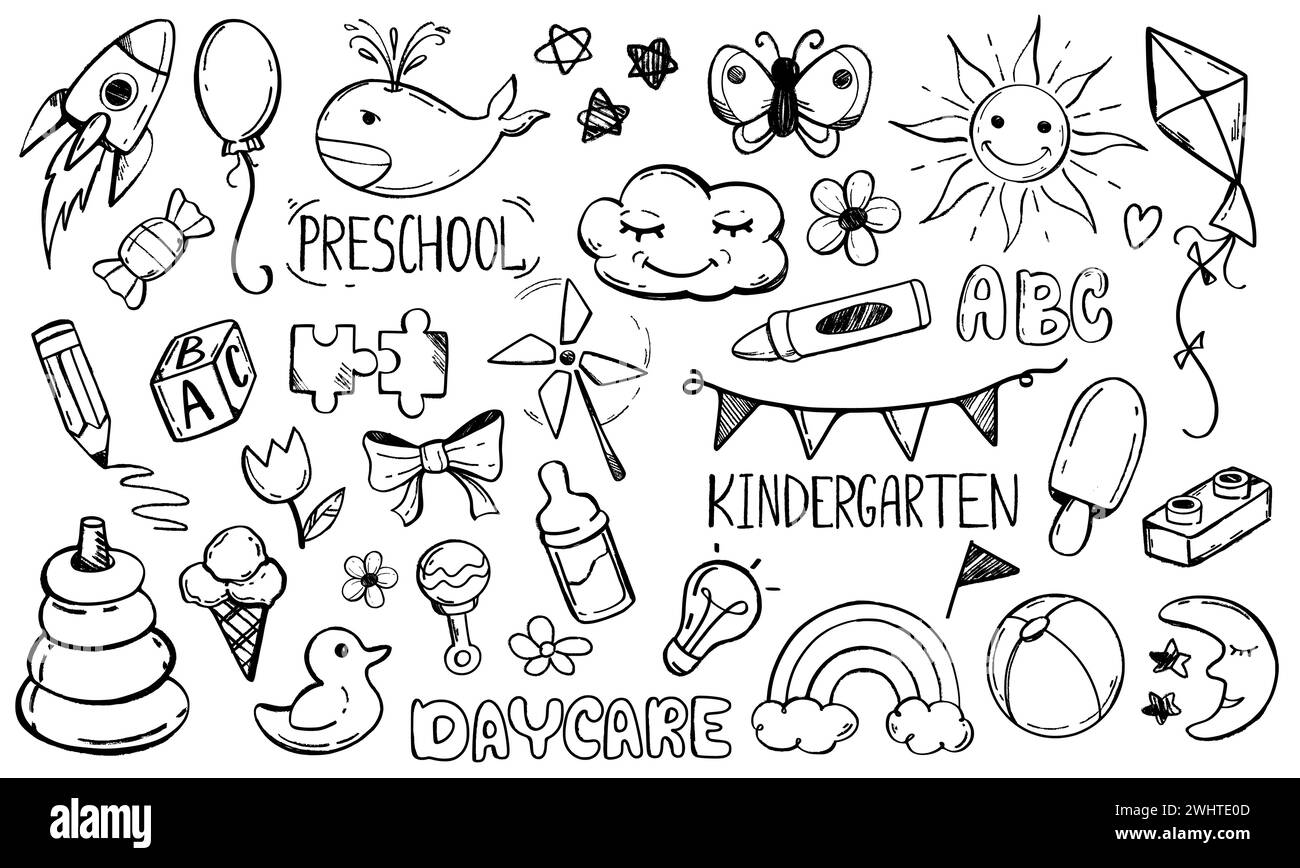 Preschool Kids Clip Art Black And White