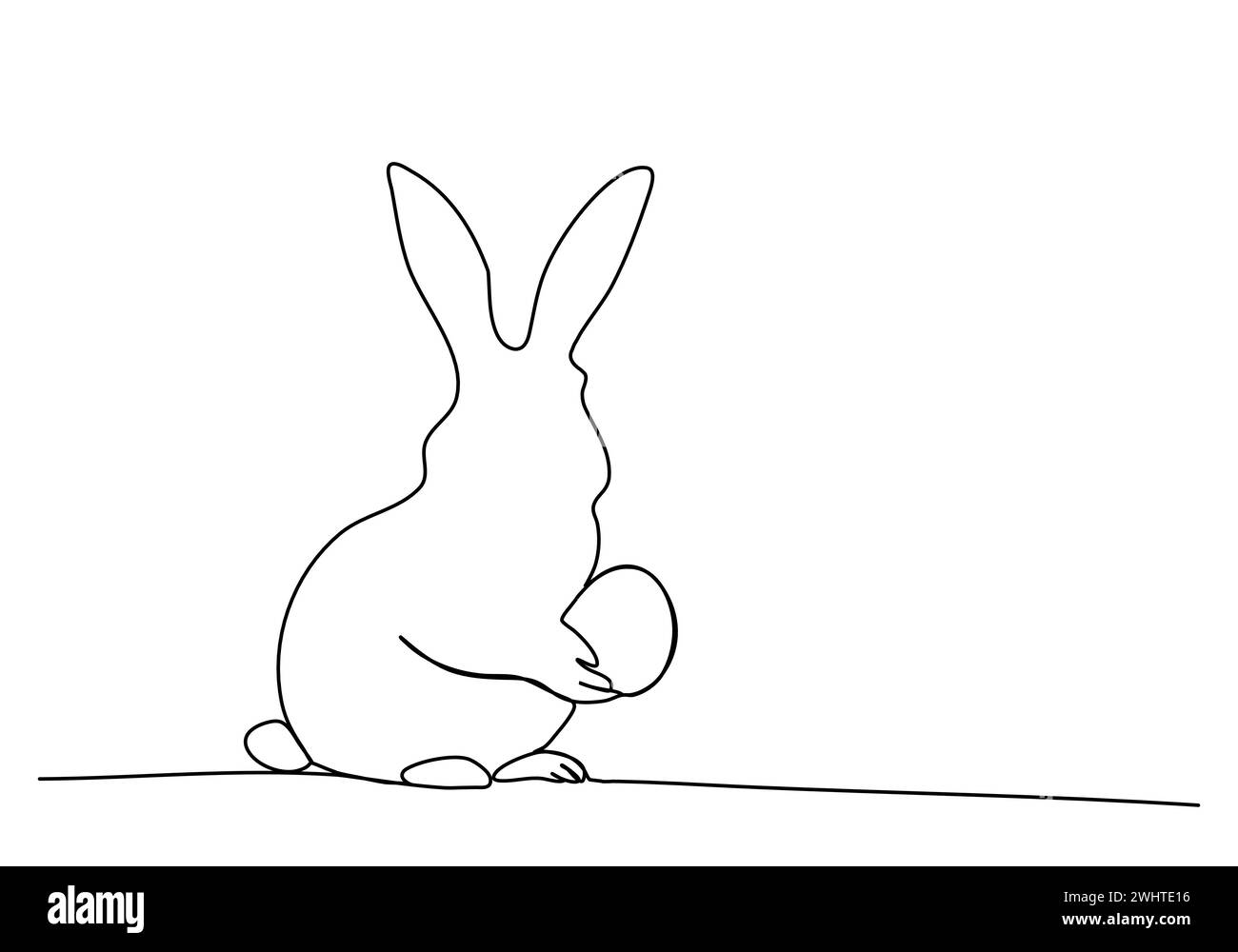 Easter rabbit with egg, one line drawing vector illustration Stock ...