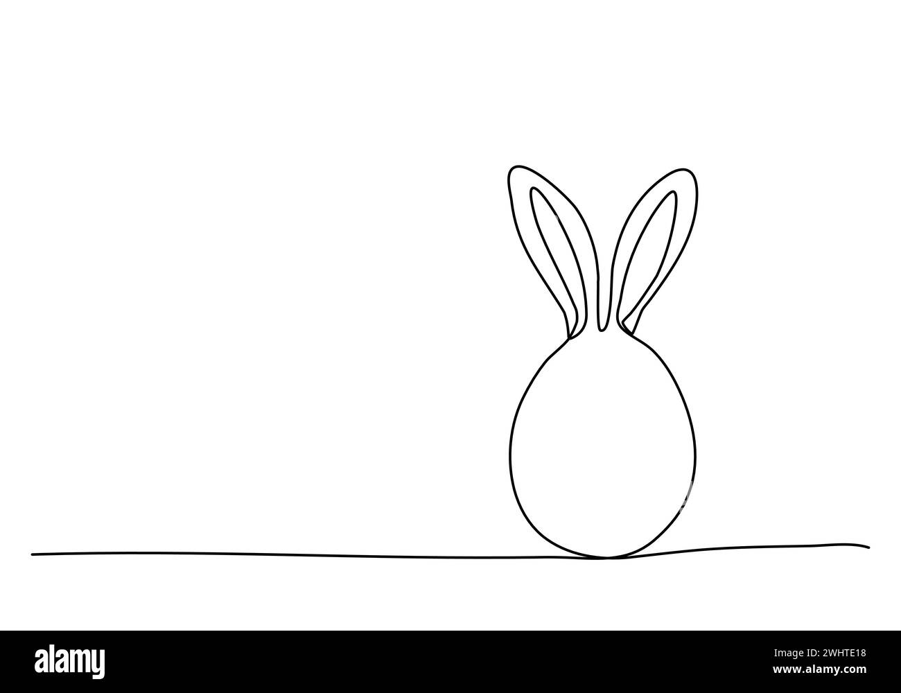 Easter egg with rabbit ears, one line drawing vector illustration Stock ...