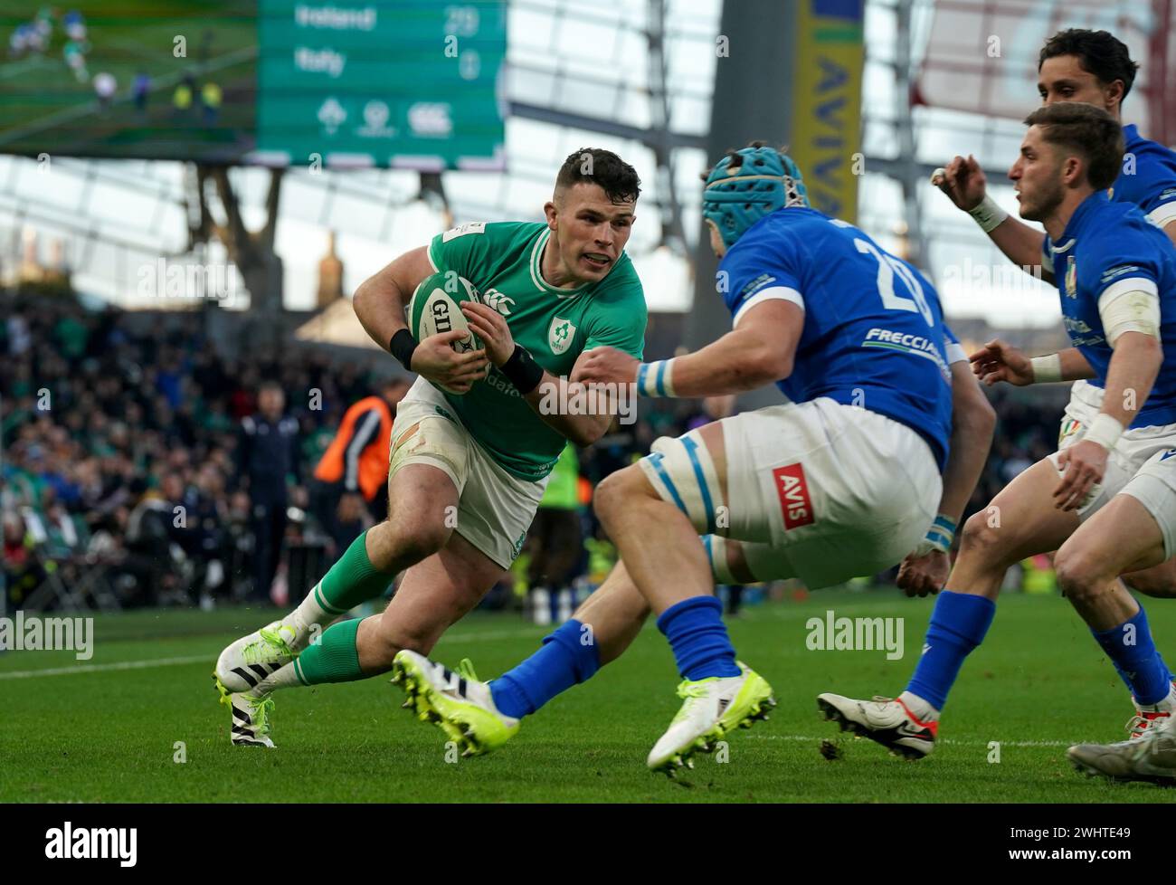 Ireland's Calvin Nash (left) goes over for his sides sixth try of the ...