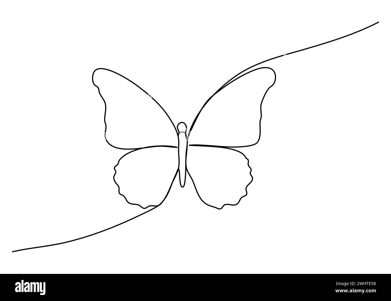Butterfly, one line drawing vector illustration Stock Vector Image ...
