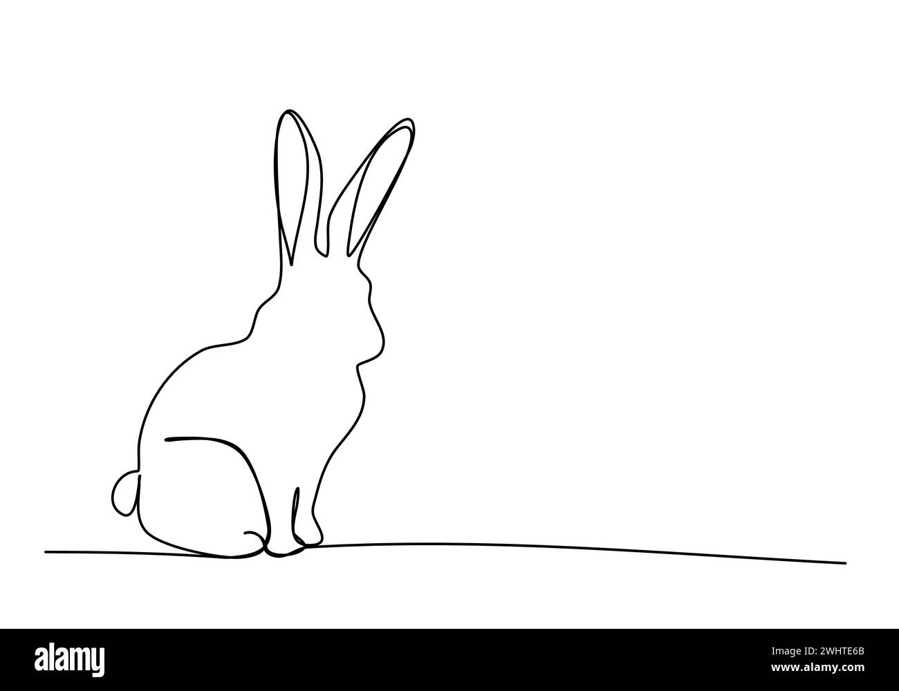 Rabbit, one line drawing vector illustration Stock Vector Image & Art ...