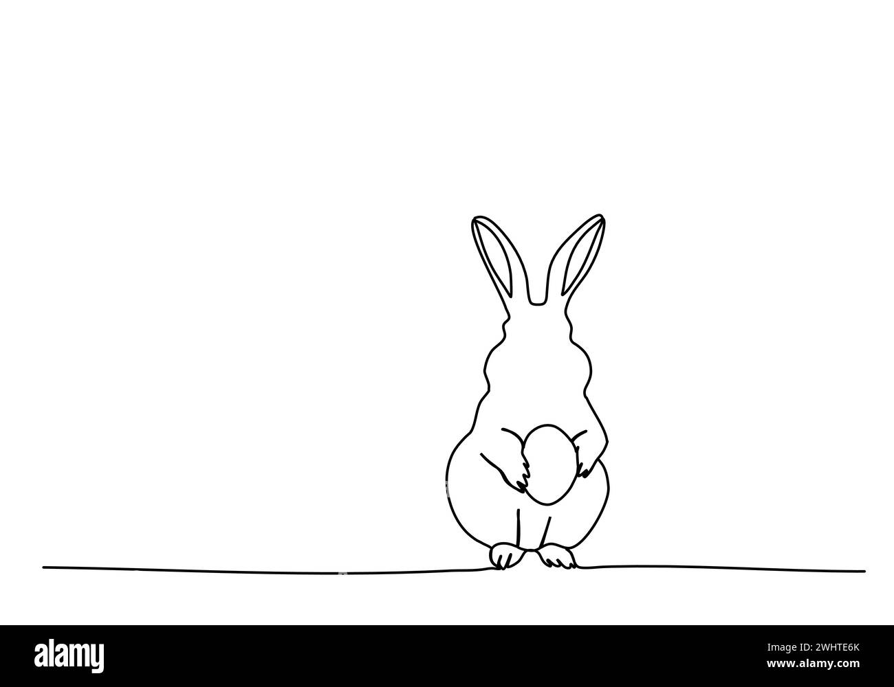 Easter rabbit with egg, one line drawing vector illustration Stock ...