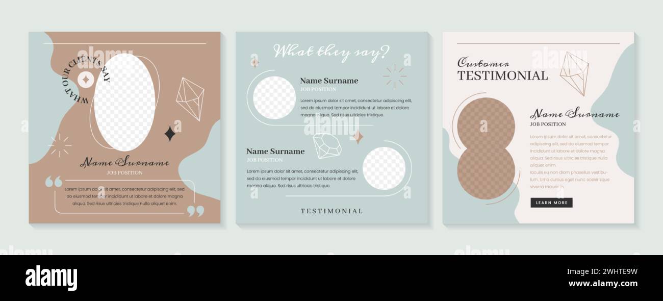 Customer feedback story template design. Vector set of square ...