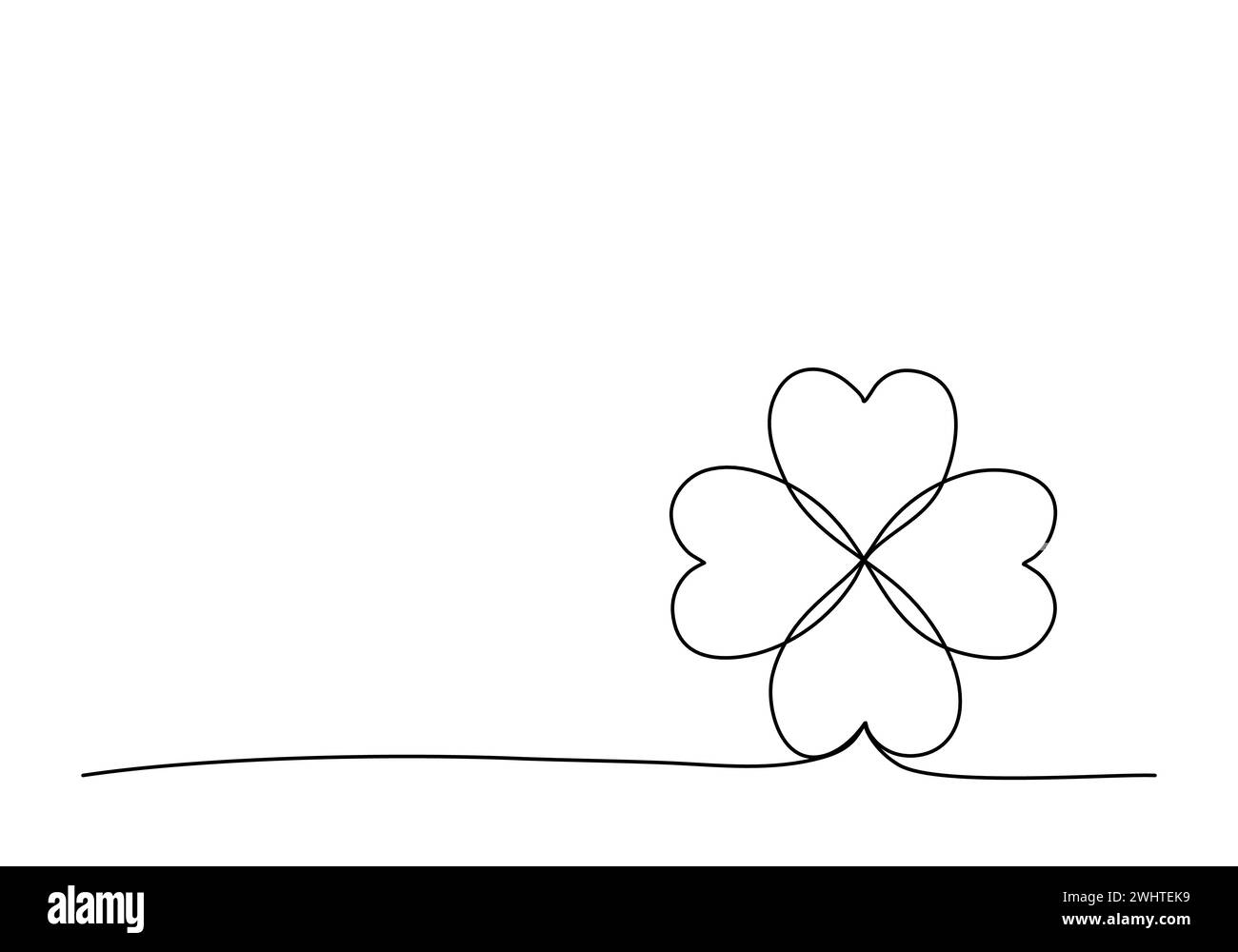 Four-leaf clover, one line drawing vector illustration Stock Vector ...