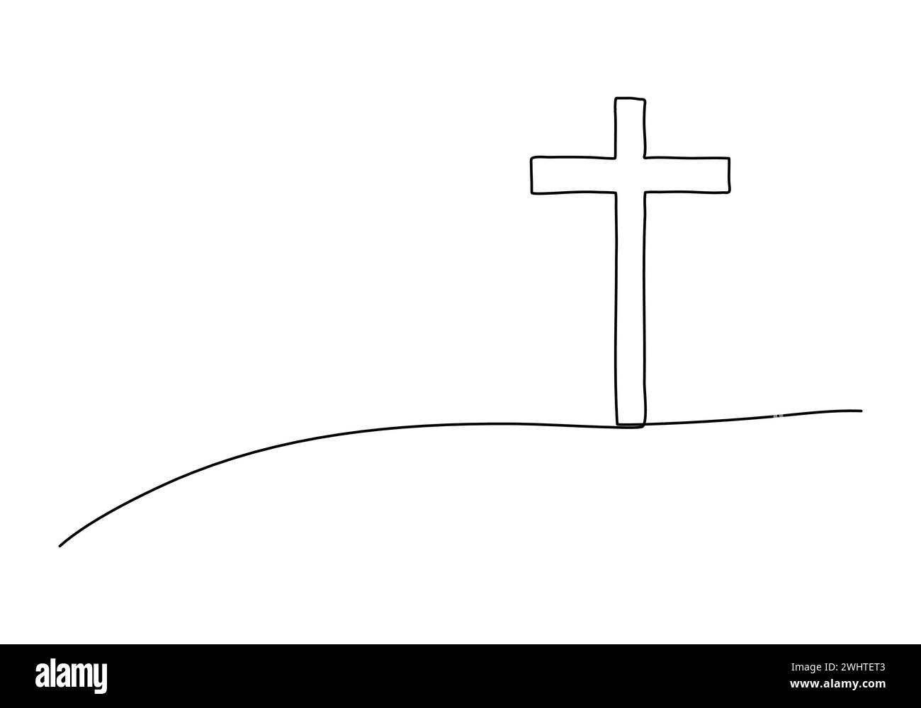 Christian cross, one line drawing vector illustration Stock Vector ...