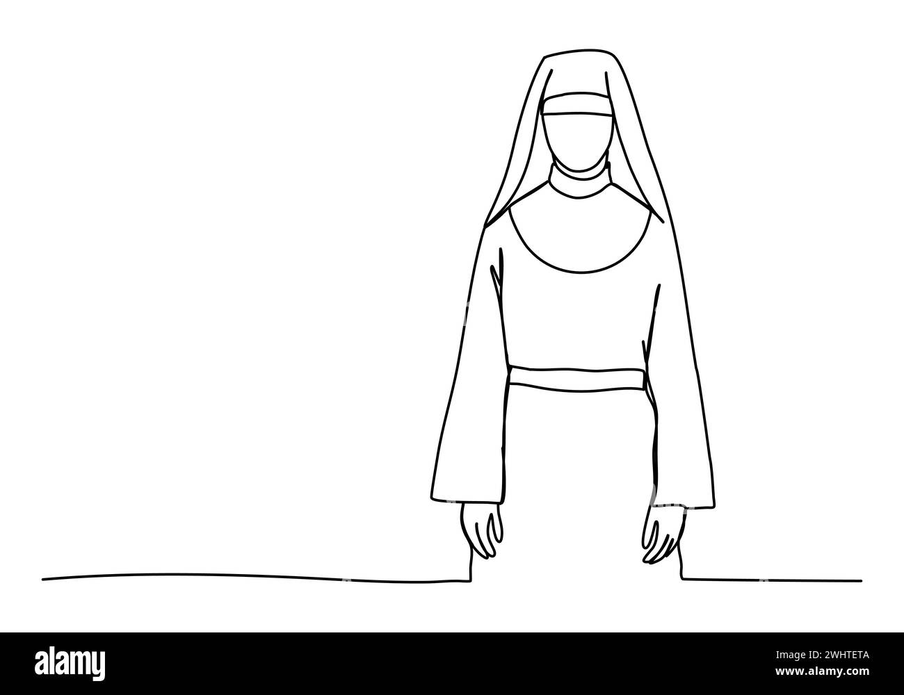 Nun, one line drawing vector illustration Stock Vector Image & Art - Alamy