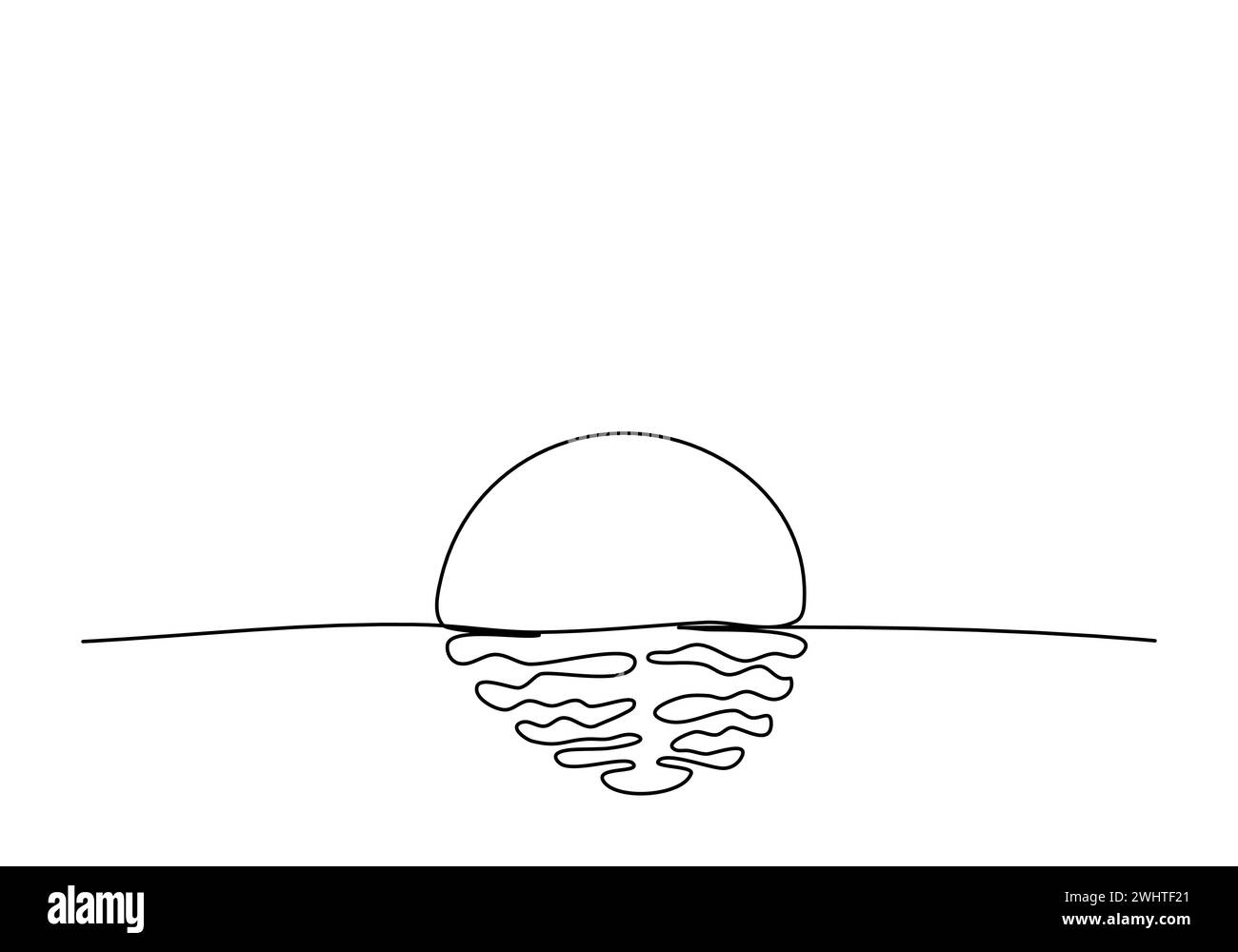 Sunset, one line drawing vector illustration Stock Vector Image & Art ...