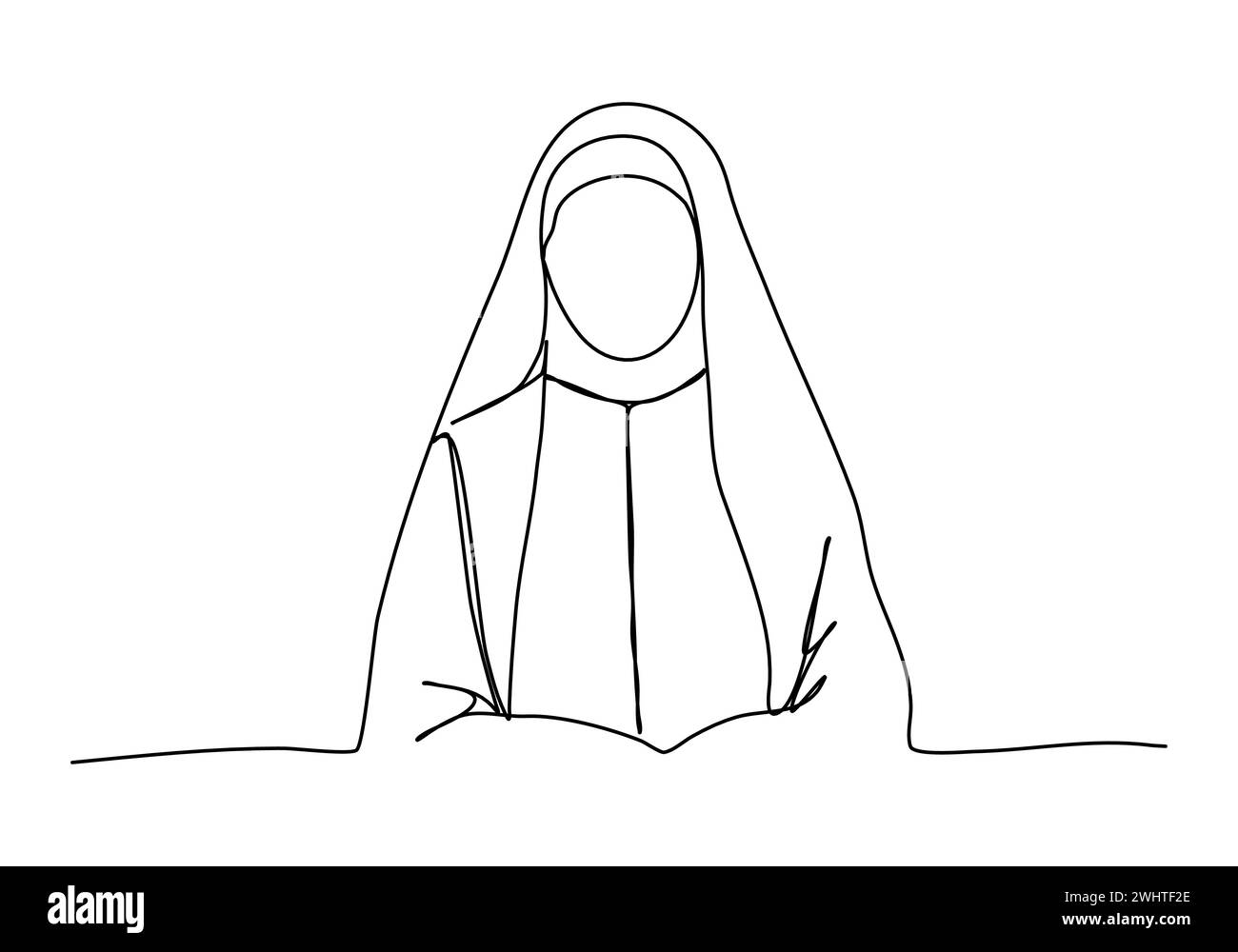 Christian nun, one line drawing vector illustration Stock Vector Image ...