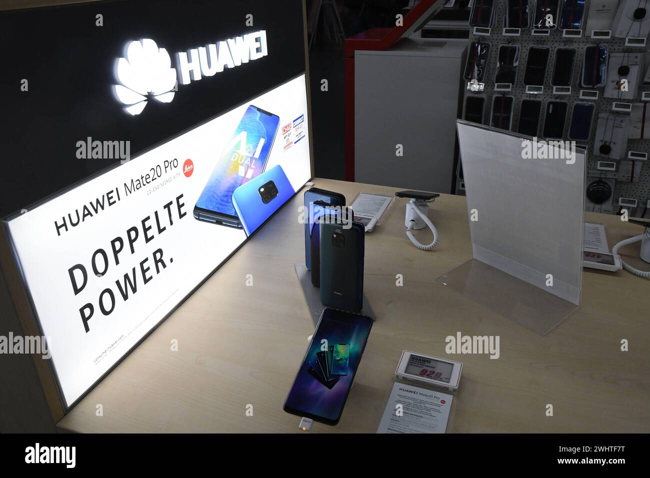 Berlin /Germany . 04 March 2019. Huawei mate20 pro and products display ...