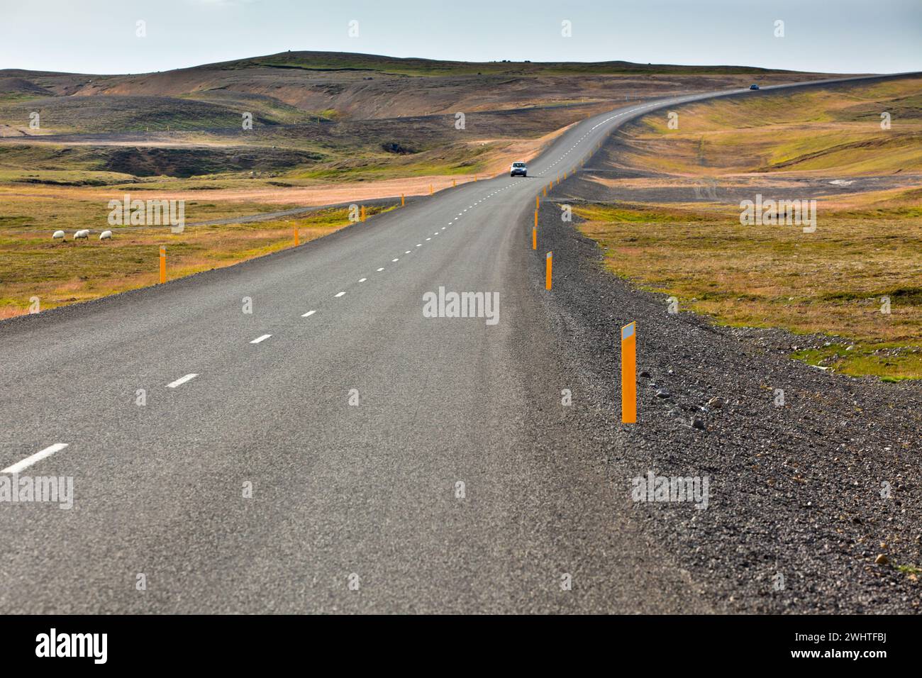 Highway through Icelandic landscape Stock Photo - Alamy