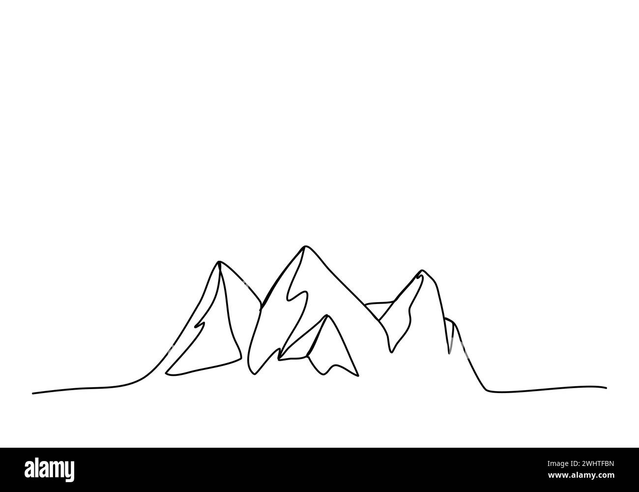 Mountains, one line drawing vector illustration Stock Vector Image ...