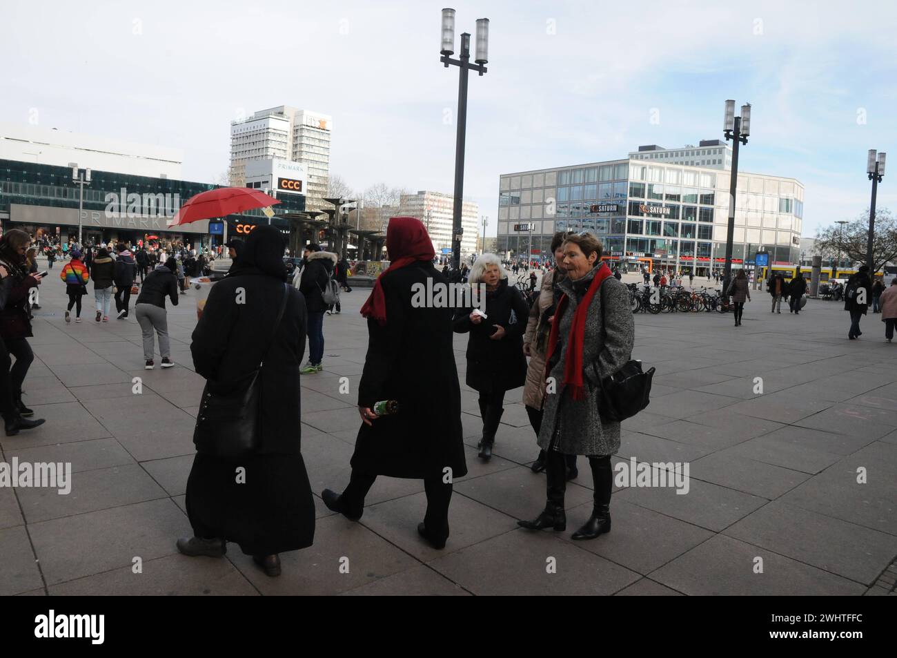Berlin /Germany . 06 March 2019. Non european shopper woman cross ...