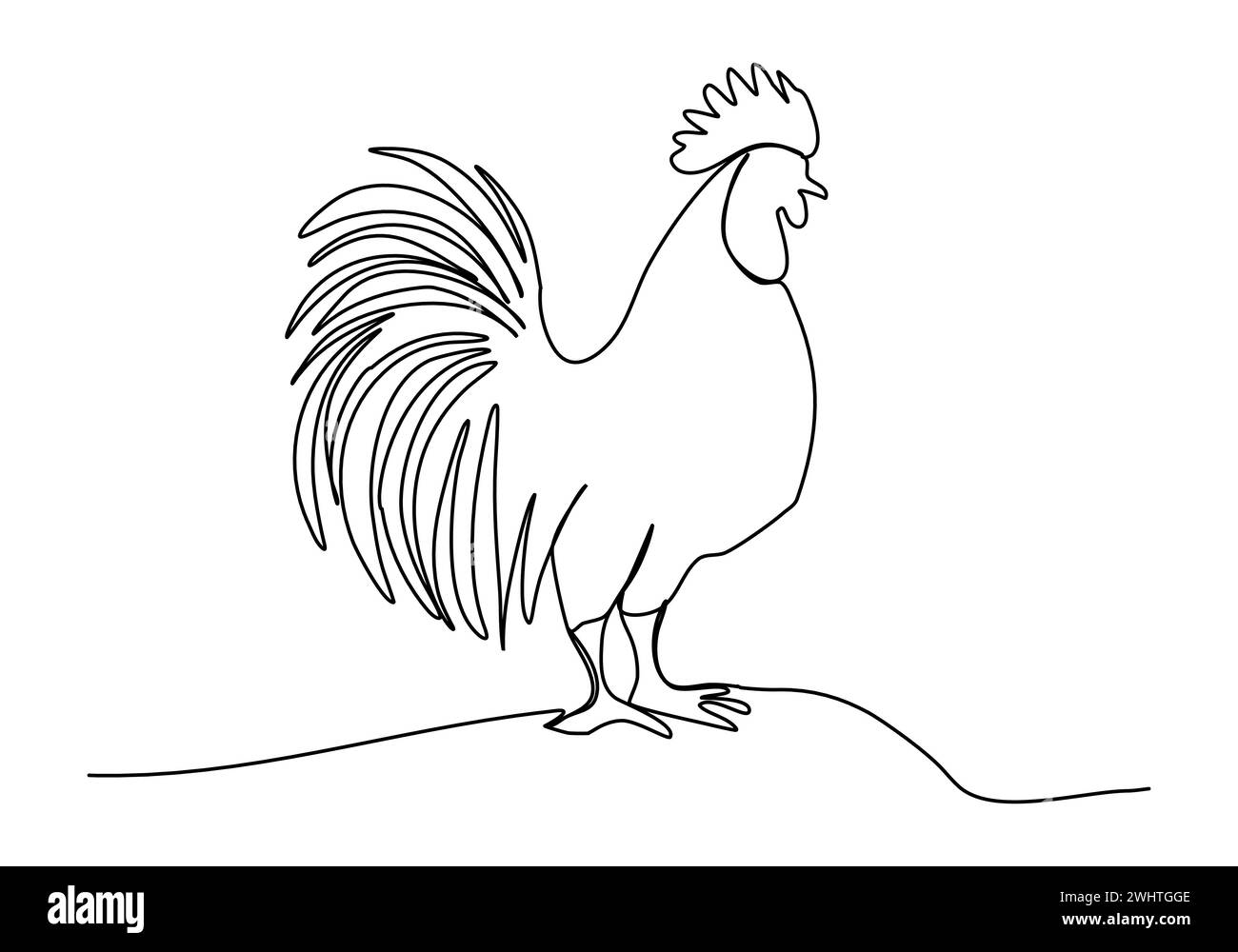 Rooster, one line drawing vector illustration Stock Vector Image & Art ...