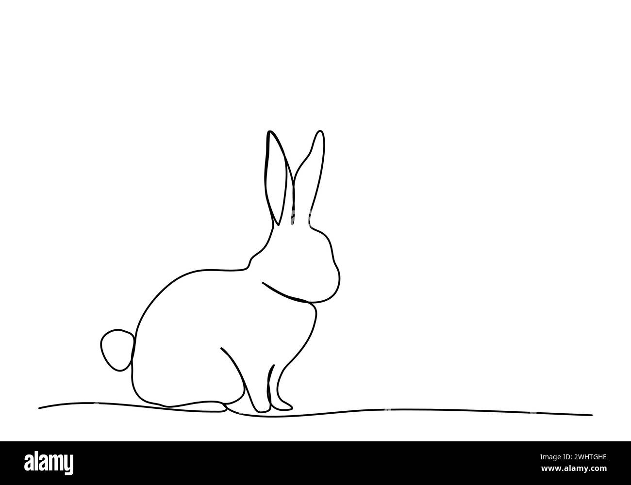 Rabbit, one line drawing vector illustration Stock Vector Image & Art ...