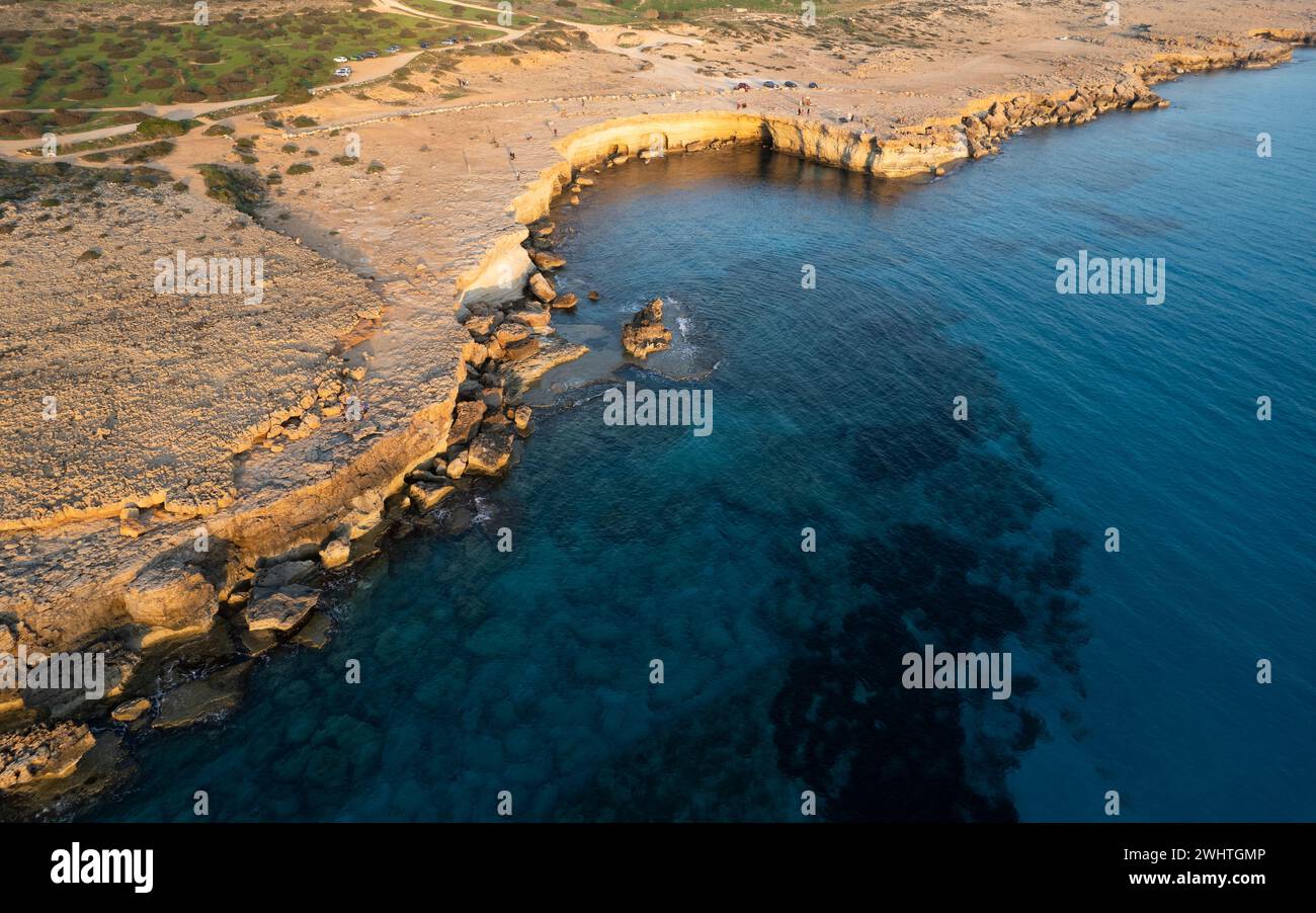 Done scenery of Cape Greko or Cape Greco sea caves Ayia Napa Cyprus ...