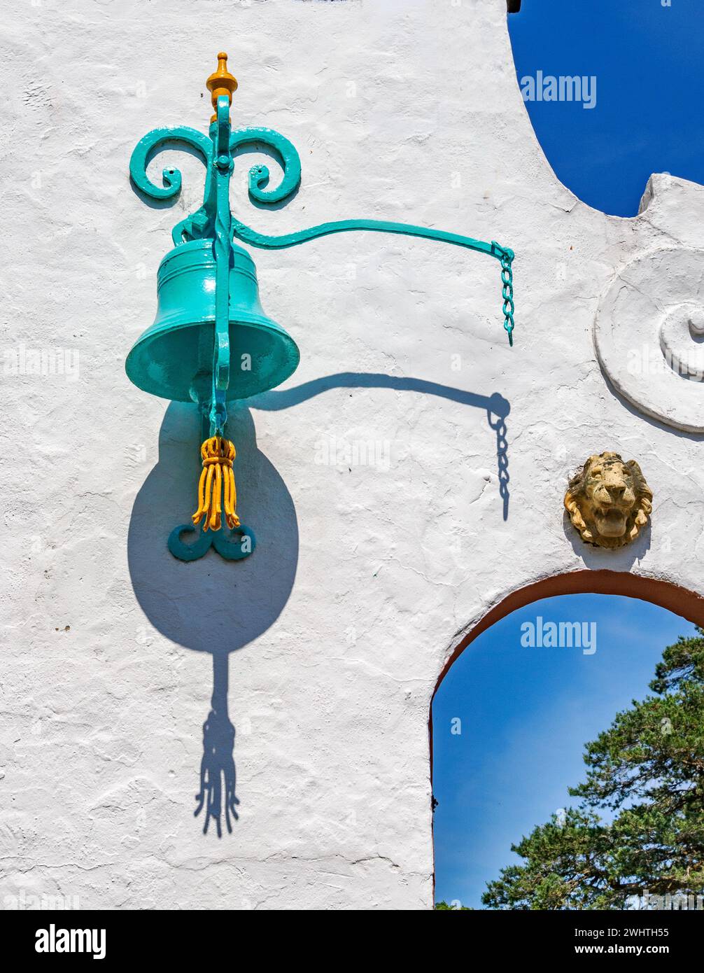 Ornate bell at Portmeirion North Wales UK - Italianate fantasy village ...