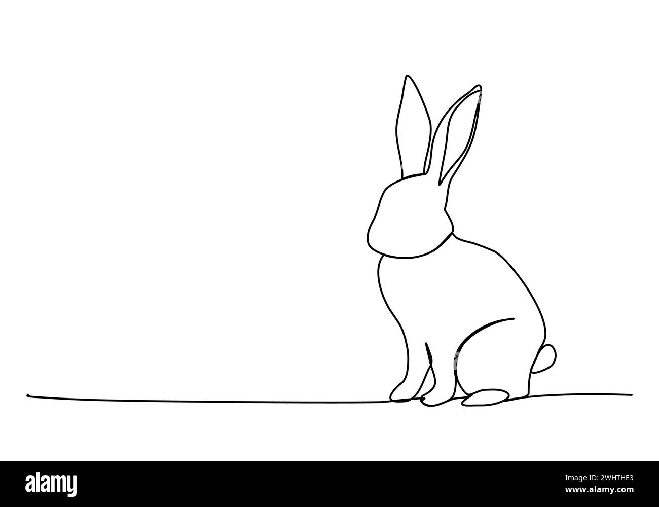 Rabbit, one line drawing vector illustration Stock Vector Image & Art ...