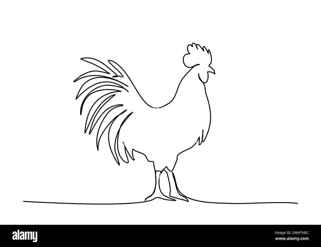 Rooster, one line drawing vector illustration Stock Vector Image & Art ...