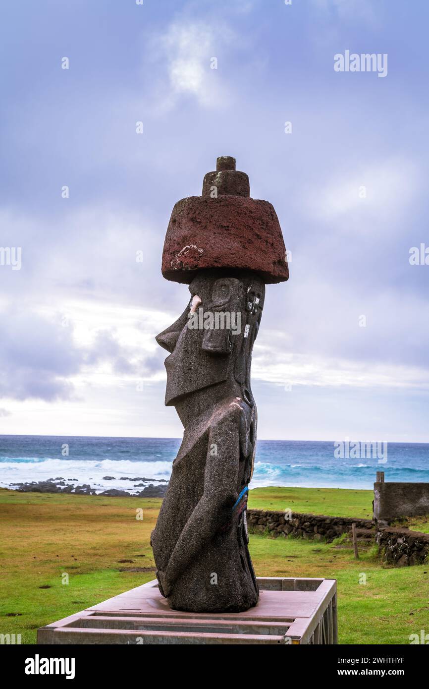 Moai in Hanga Roa, Rapa Nui, Easter Island Stock Photo - Alamy