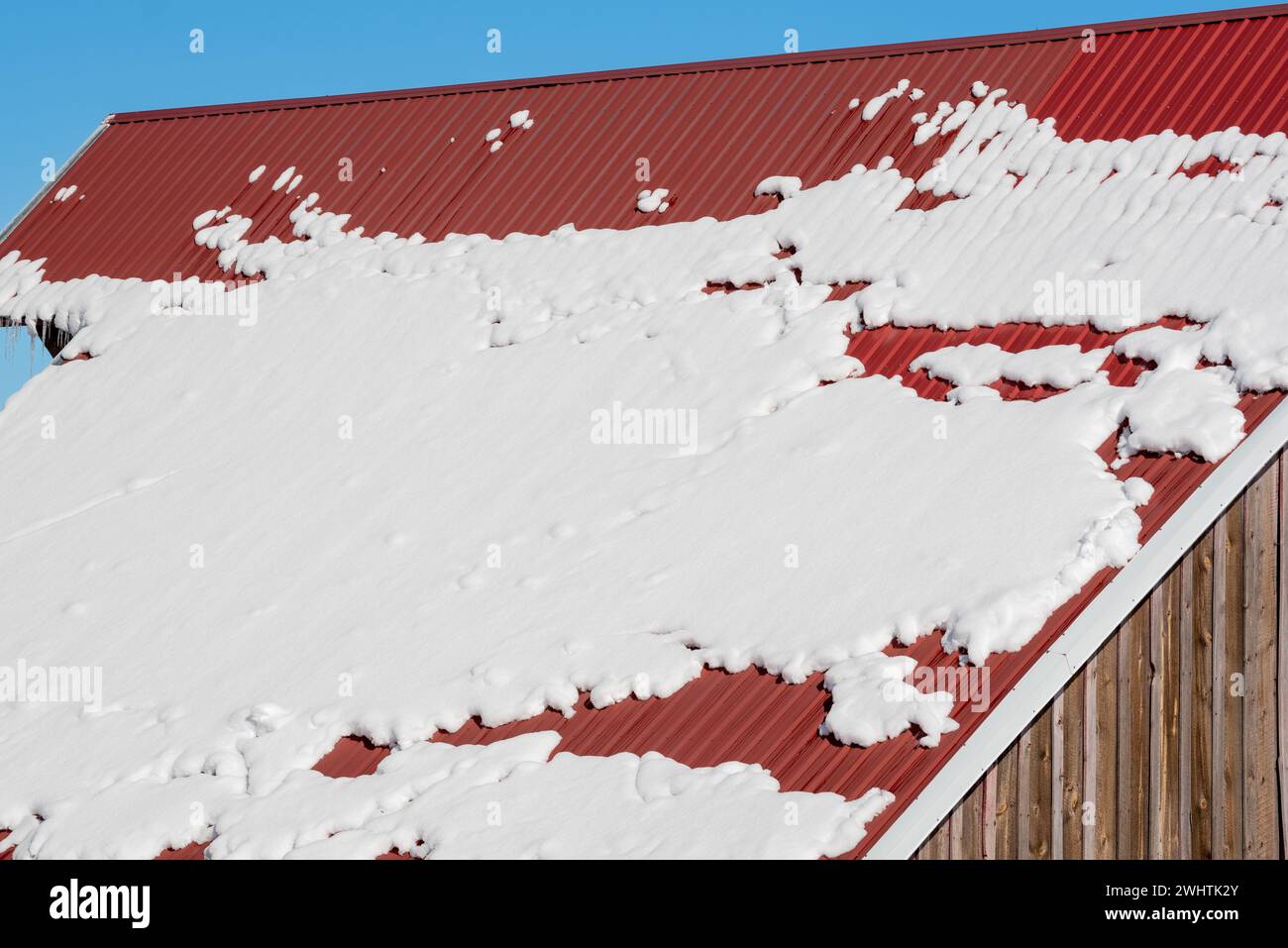 Snow melting on metal roof, Wallowa Valley, Oregon Stock Photo - Alamy