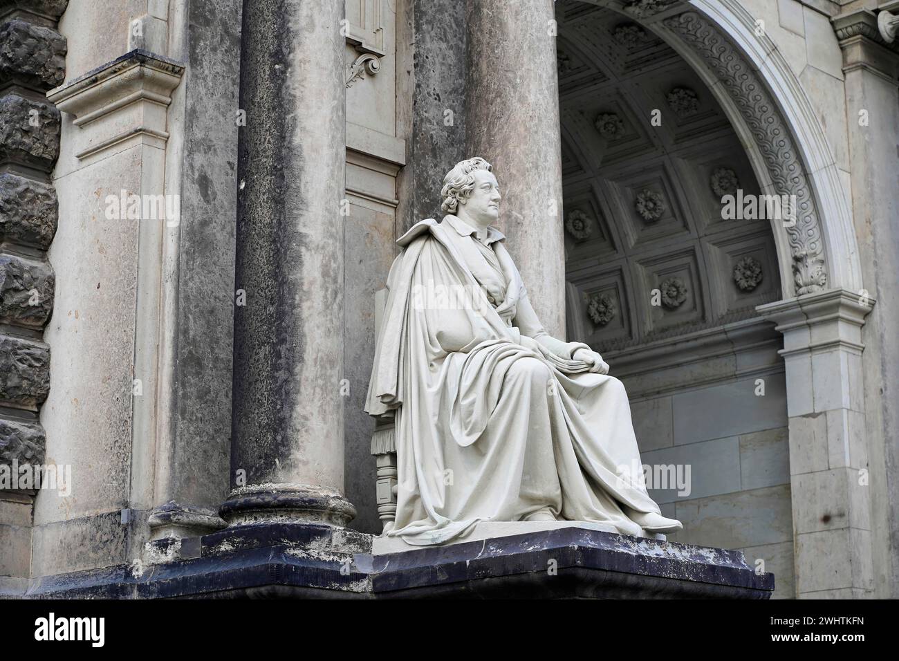 Statue of Goethe, left of the entrance to the Semper Opera House, Opera ...