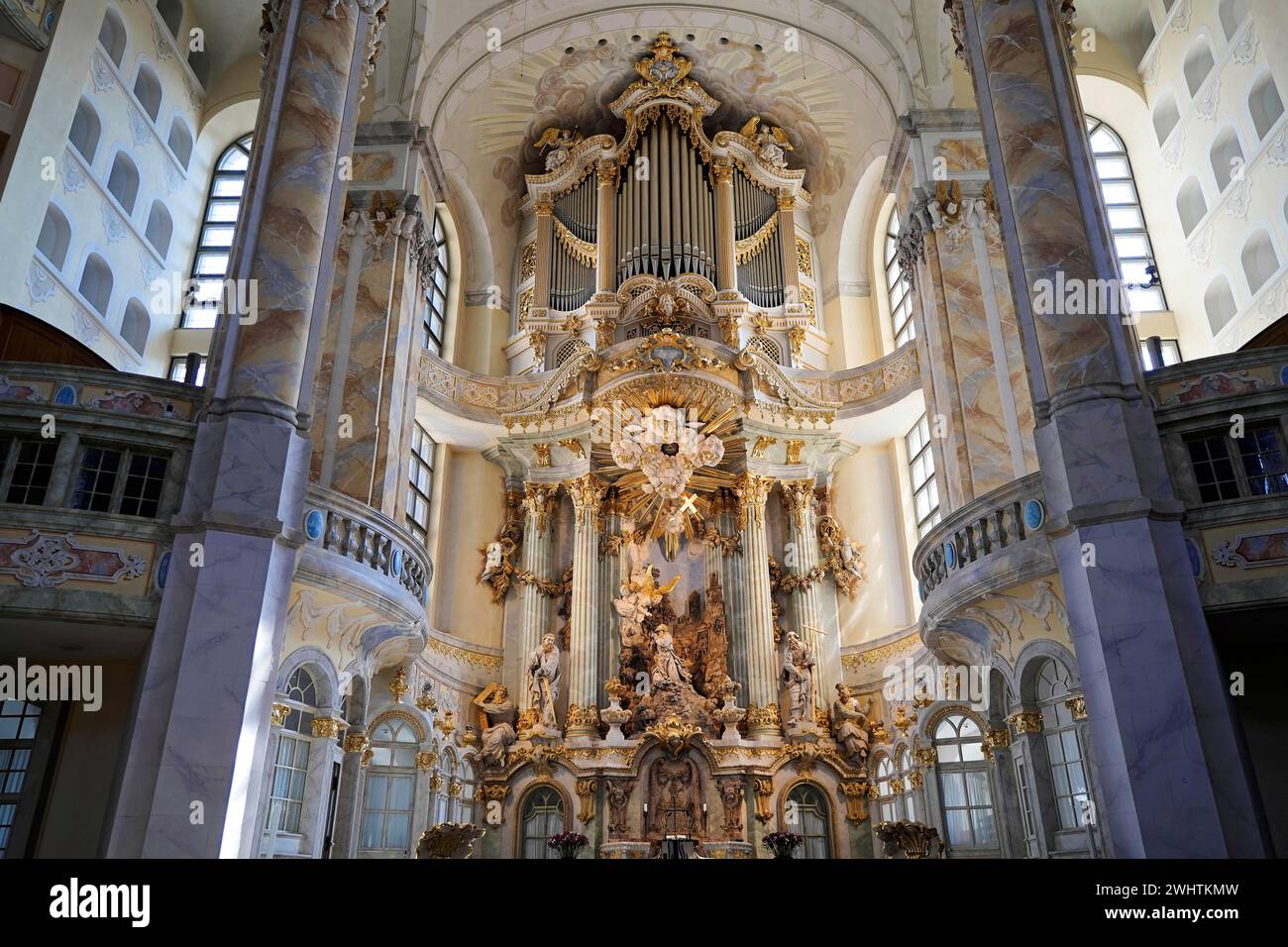 Interior view of the Catholic Church of Our Lady, Dresden, Saxony ...
