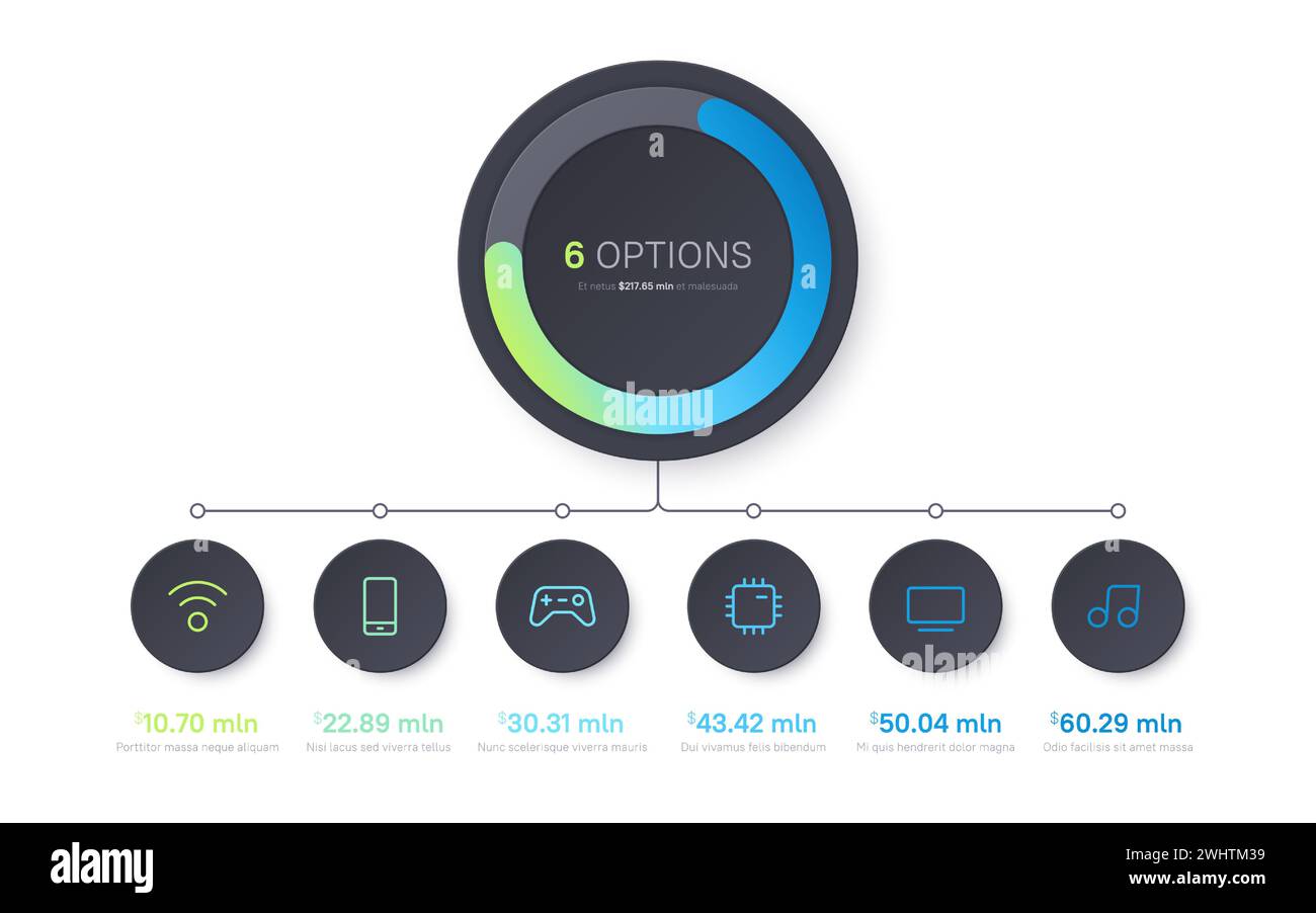 Vector Presentation Infographic Gradient Chart Design Six Options