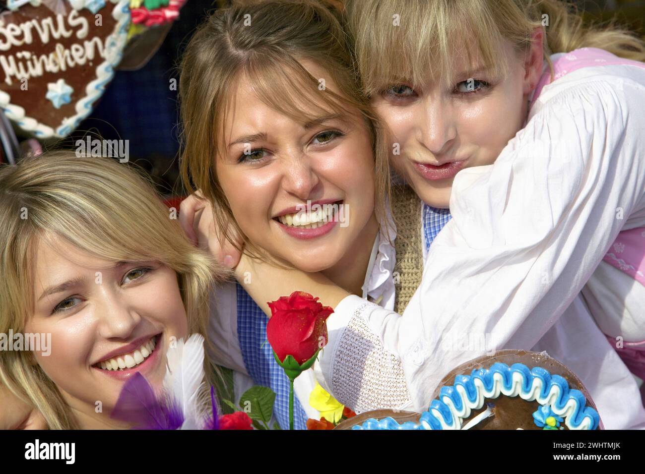 Three girls at the Munich Oktoberfest, Model Release: Yes Stock Photo ...