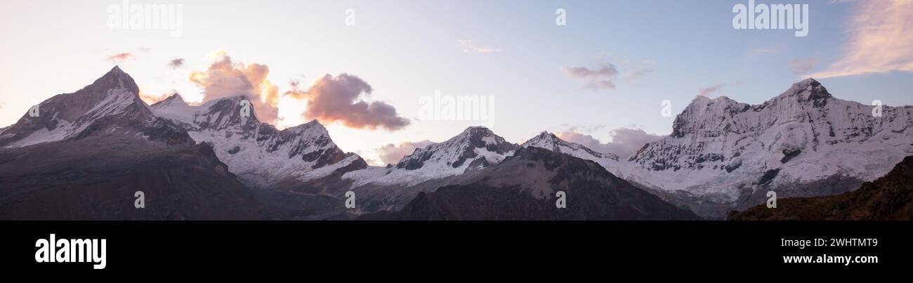 Hiking in the fantastic landscape of the Peruvian high mountain Andes ...