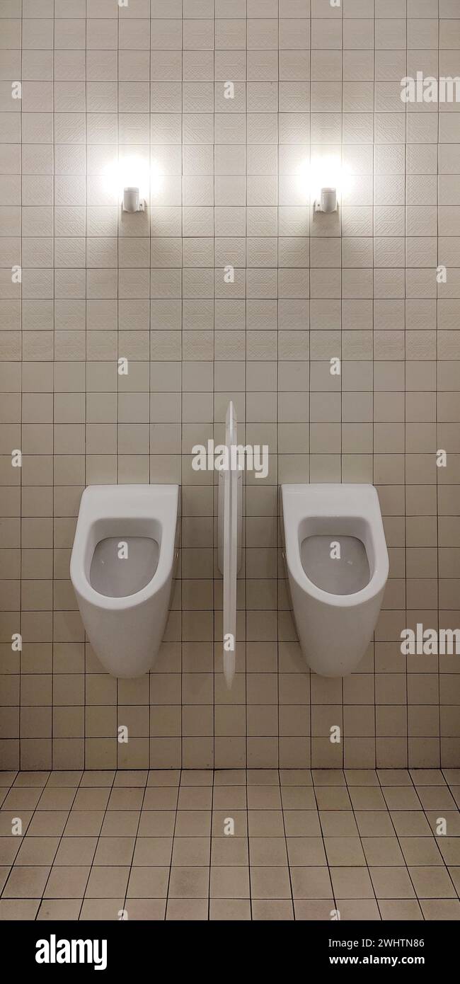 Two urinals in the men's toilet, Krefeld, Lower Rhine, North Rhine ...