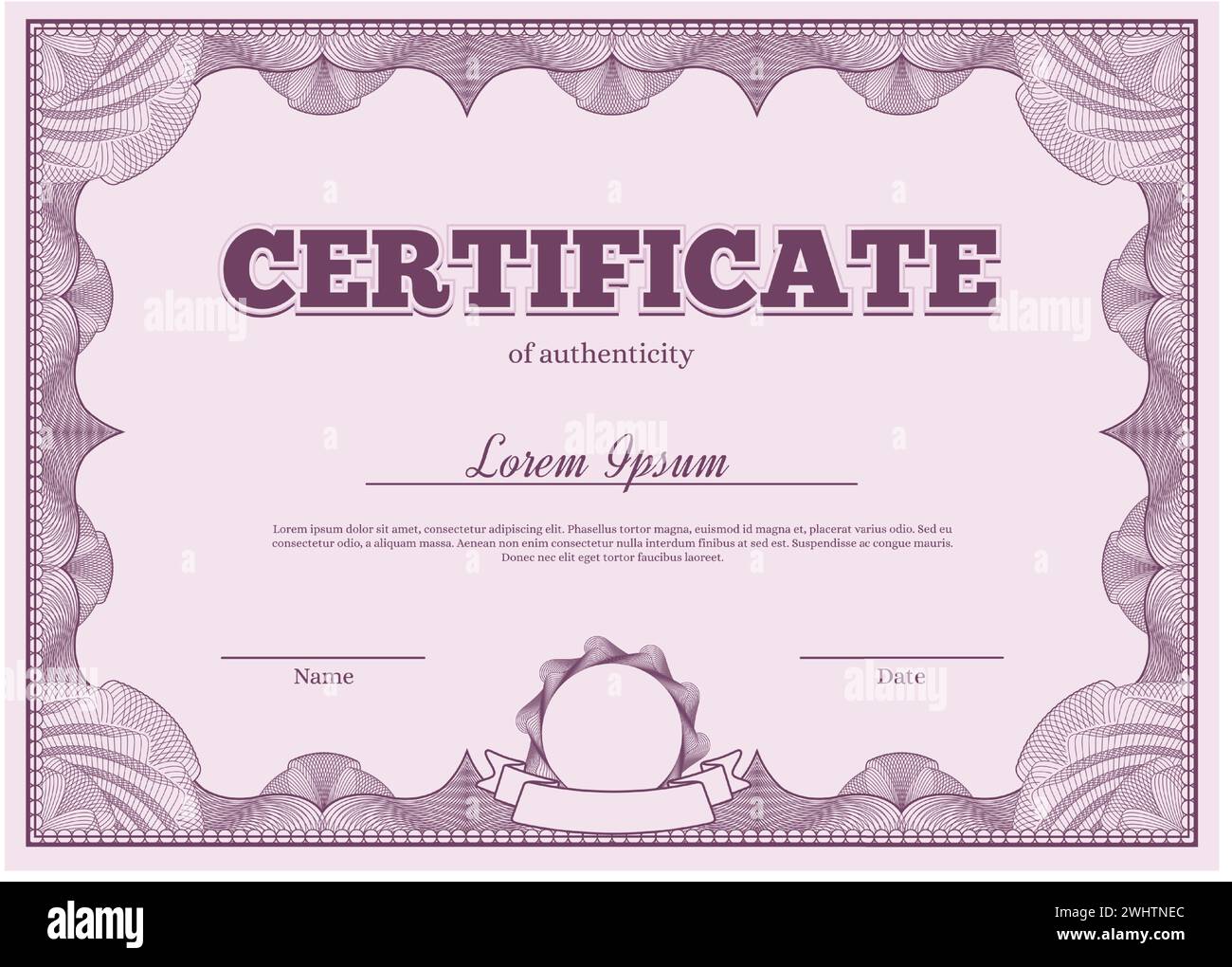 Guilloche certificate. Authenticity secure document with geometric ...