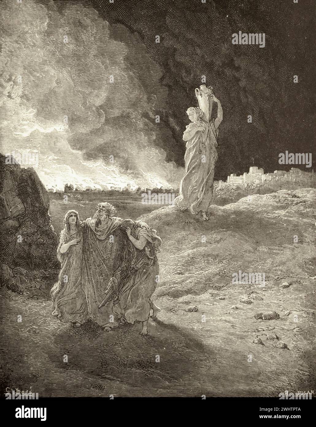 The Bible -The destruction of Sodom by Gustave Dorè Stock Photo - Alamy