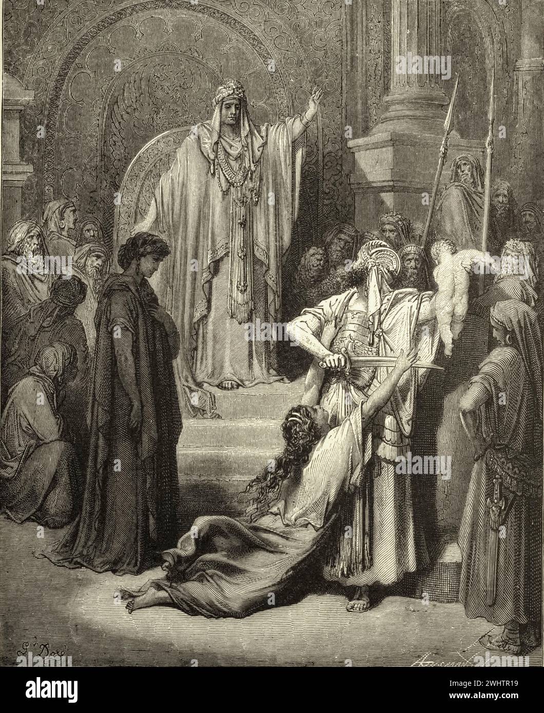 The Bible - The judgment of Solomon by Gustave Dorè Stock Photo - Alamy