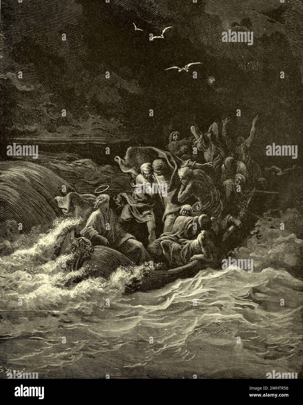 The Bible - Jesus Stilling the tempest by Gustave Dorè Stock Photo - Alamy