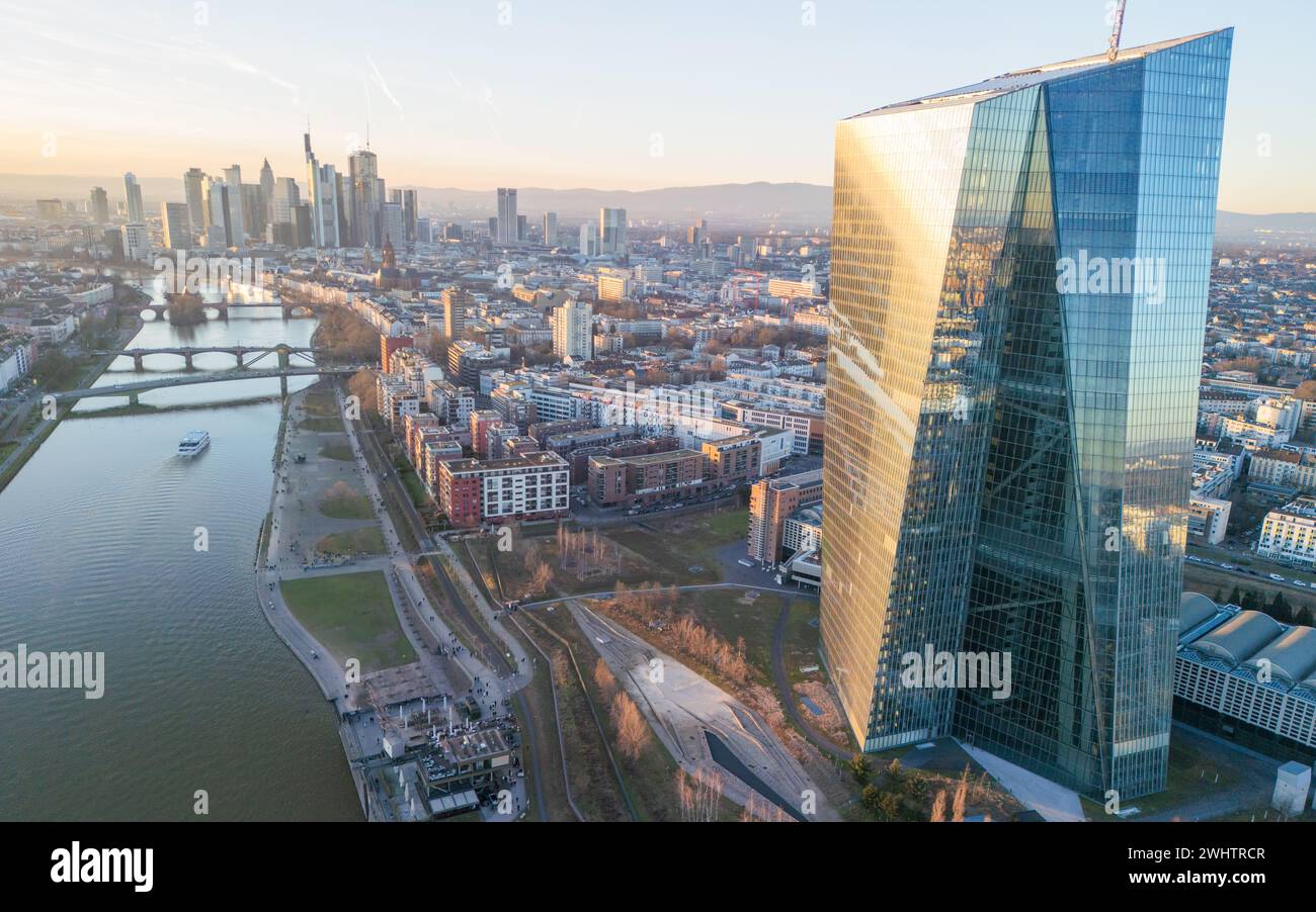 Aerial view of urban cityscape with river, showcasing impressive ...
