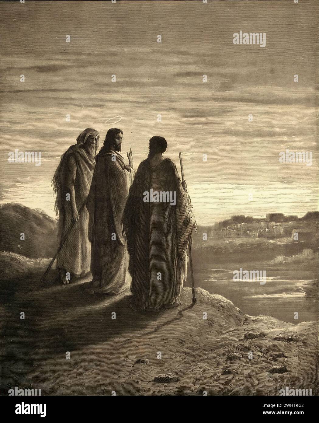 The Bible - The journey of Emmaus - By Gustave Dorè Stock Photo - Alamy
