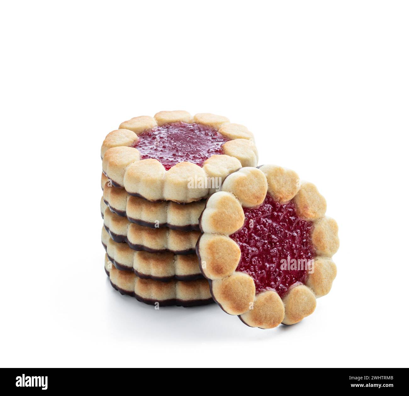 Stack of jam filling biscuits isolated on white Stock Photo - Alamy