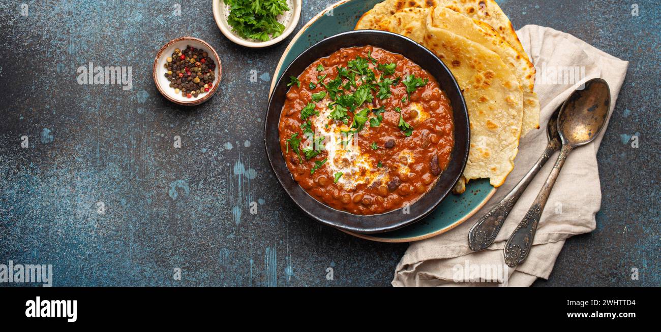 Traditional Indian Punjabi dish Dal makhani with lentils and beans in ...