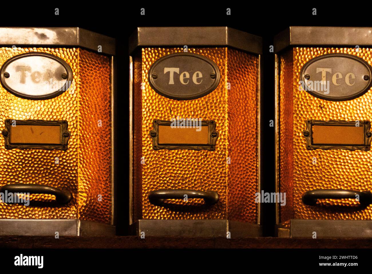 Antique Copper Tea Storage Boxes Stock Photo - Alamy