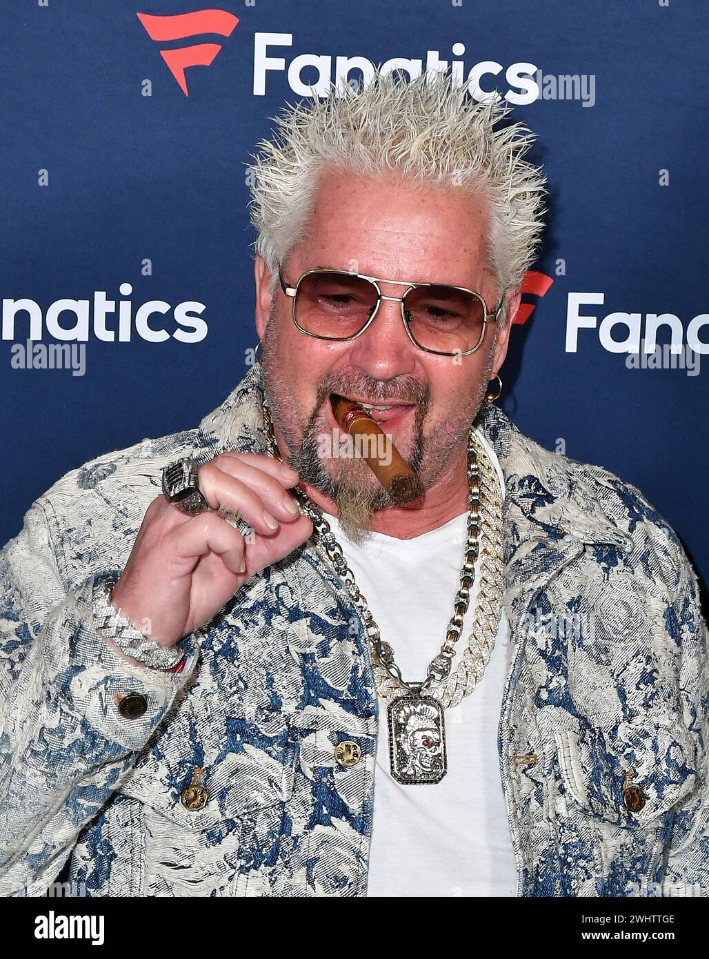 Guy Fieri attends Michael Rubin's Fanatics Super Bowl party at the ...