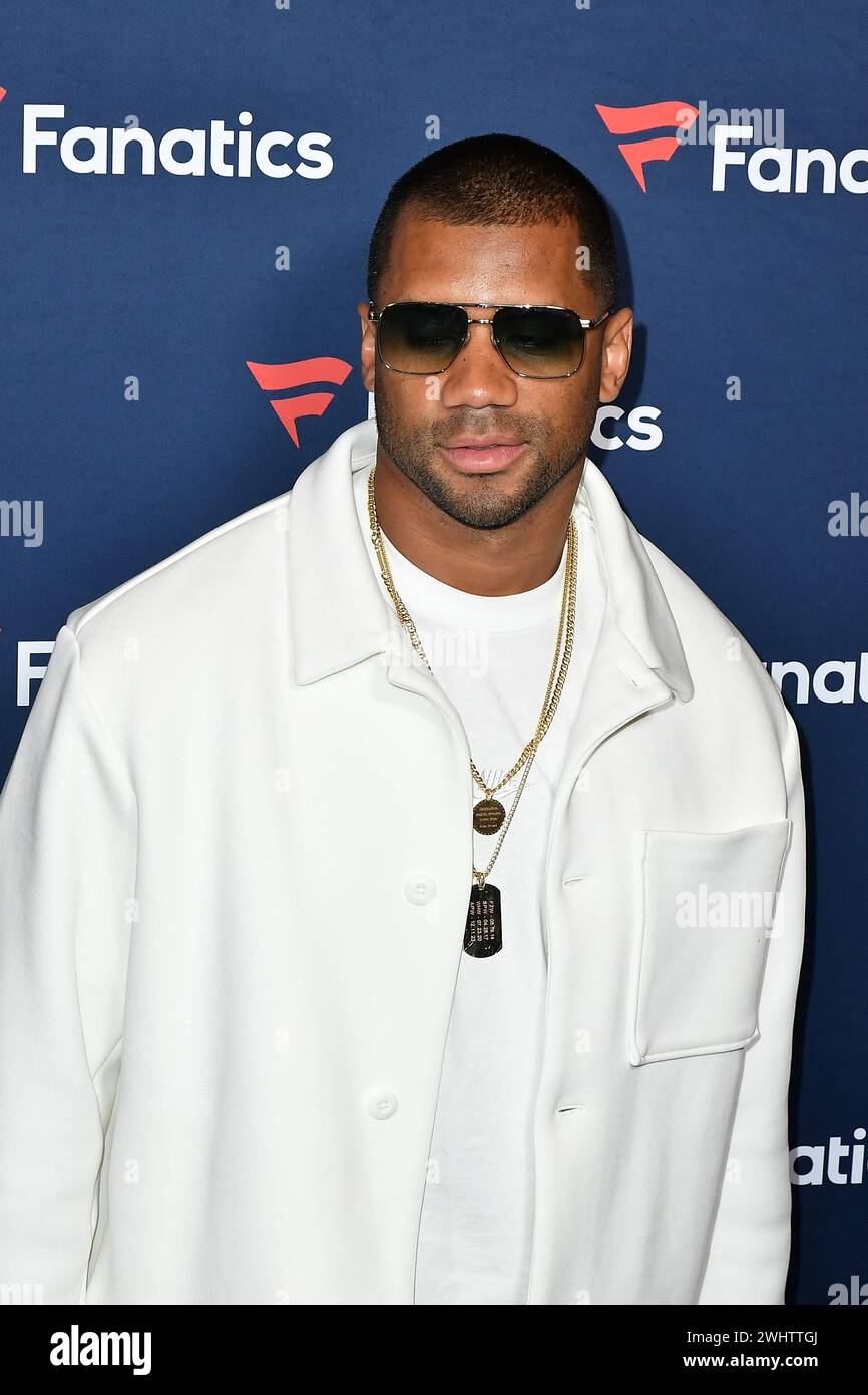 Russell Wilson attends Michael Rubin's Fanatics Super Bowl party at the ...