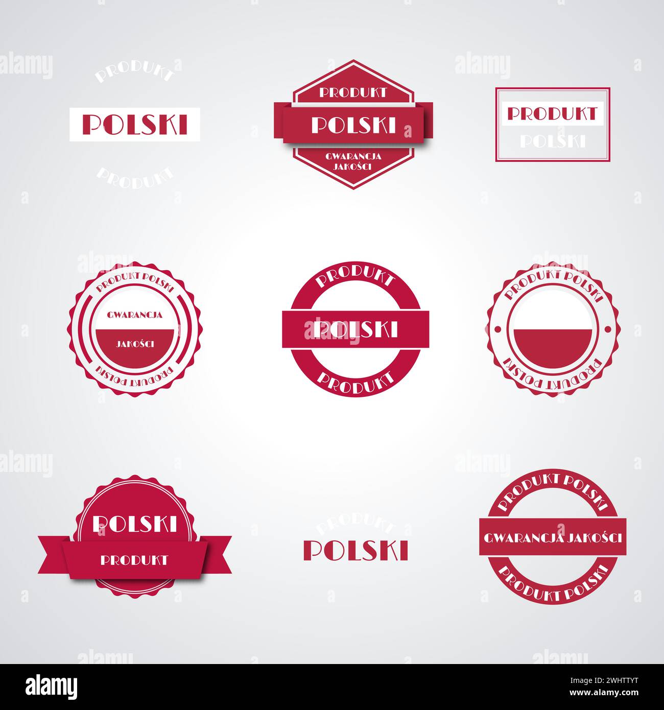 Set of various polish product and quality guarantee labels in Polish ...