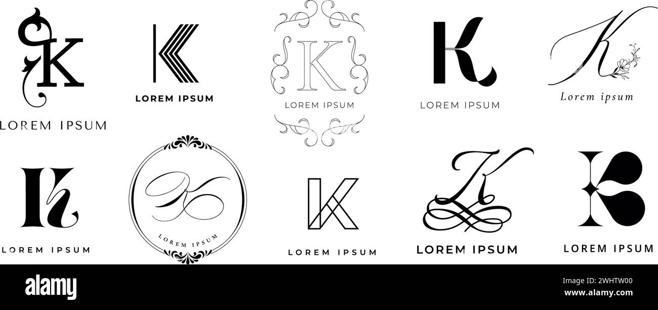 Creative K emblem. Letter k monogram for key, royal king and kitchen ...